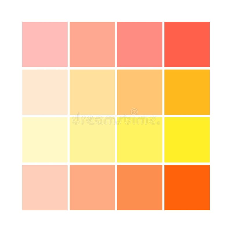 Color Palette Squares. Warm Gradient Shades. Vector Grid Arrangement ...