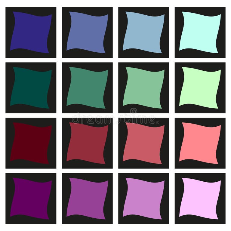 Color Palette Swatches. Square Sample Grid. Paint Selection Chart ...