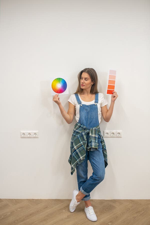 Young Woman Holding a Color Palette in Hands Stock Image - Image of ...