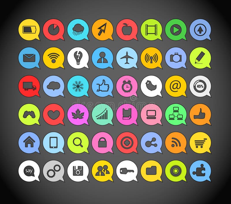 Color paper media icons stock vector. Illustration of account - 24979098