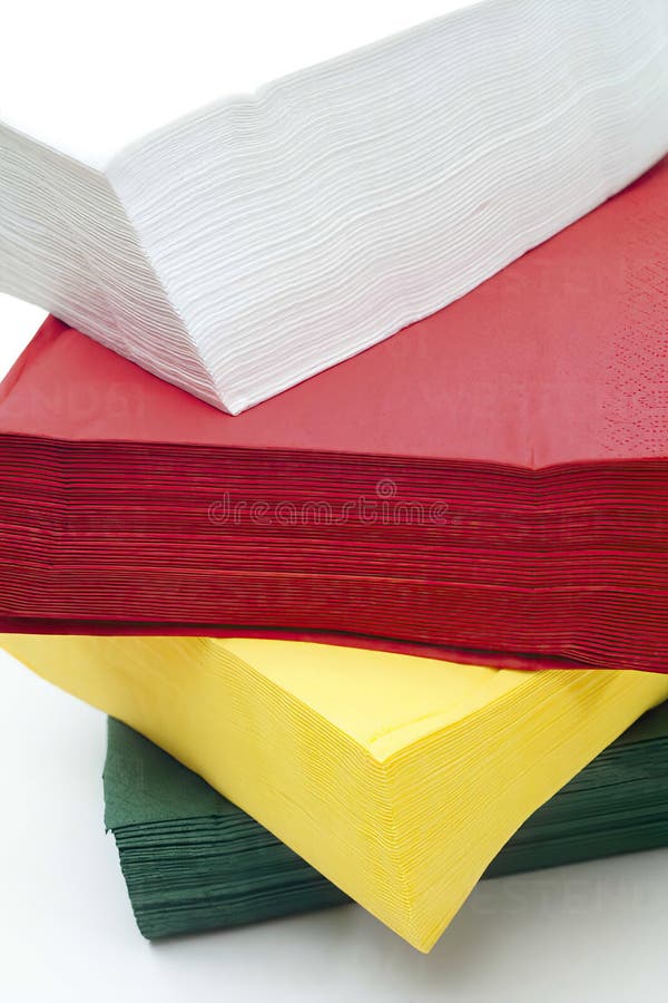 Color Paper Napkins Stack, Close Up. Stock Image - Image of supplies ...