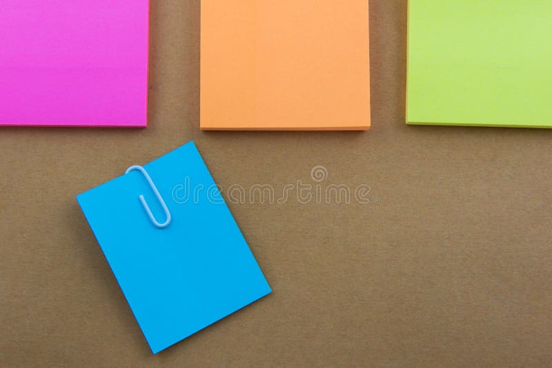 Color Paper Notes with Sticky Note on Brown Background Stock Image ...
