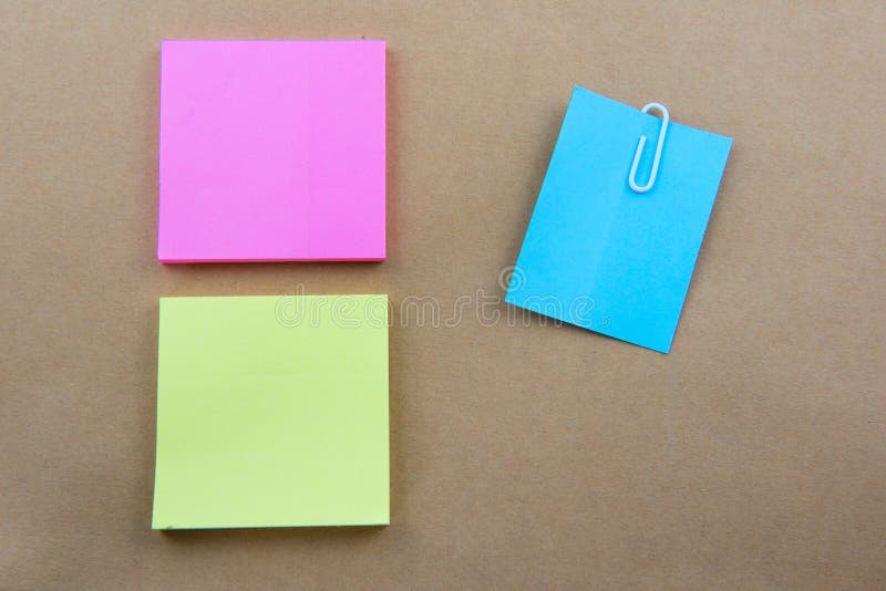 Color Paper Notes with Sticky Note on Brown Background Stock Image ...