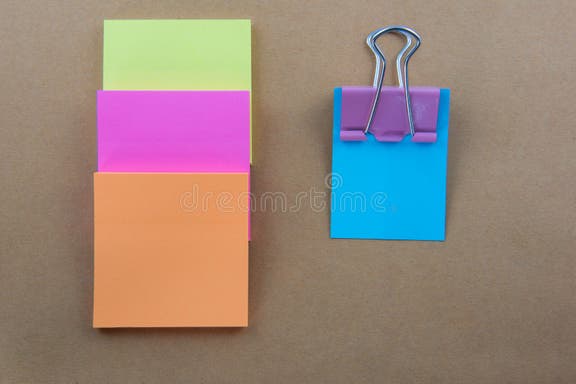 Color Paper Notes with Sticky Note on Brown Background Stock Image ...