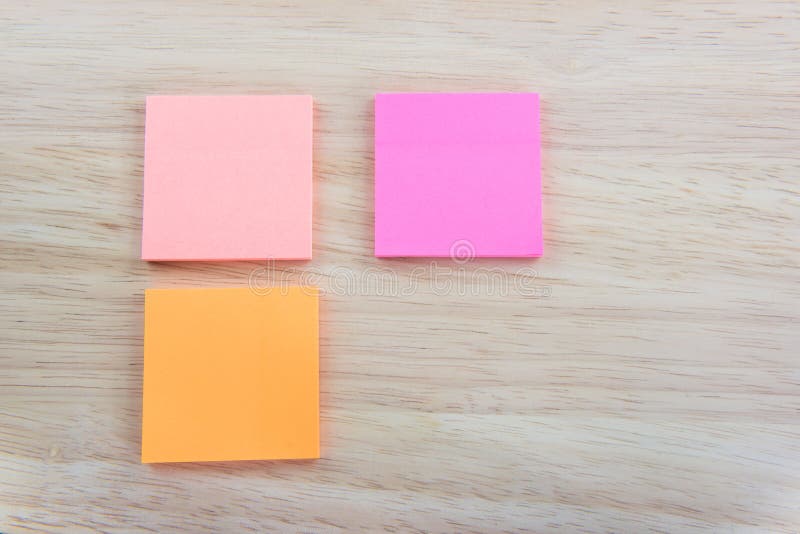 Color Paper Notes with Sticky Note on Wood Background Stock Photo ...