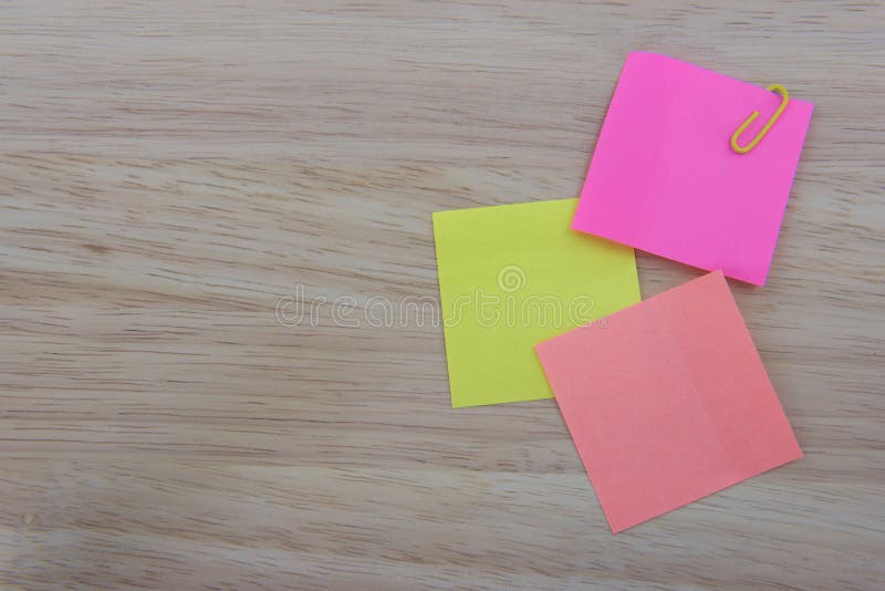 Color Paper Notes with Sticky Note on Wood Background Stock Image ...