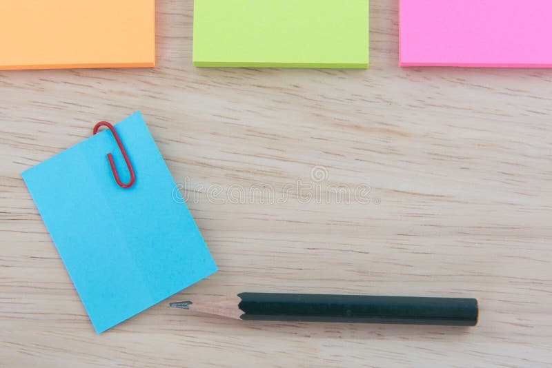 Color Paper Notes with Sticky Note on Wood Background Stock Image ...