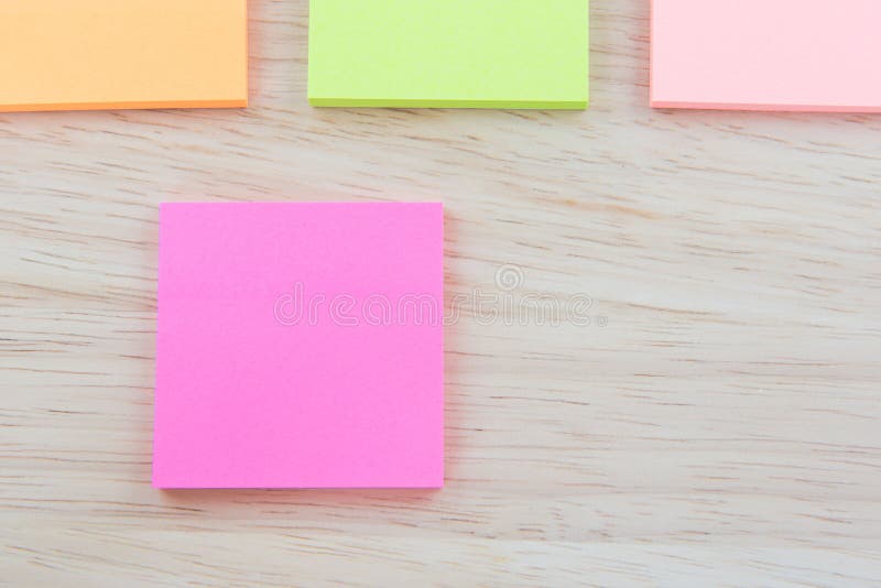 Color Paper Notes with Sticky Note on Wood Background Stock Image ...