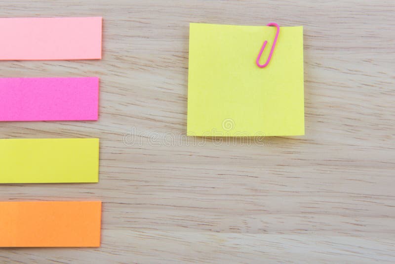 Color Paper Notes with Sticky Note on Wood Background Stock Image ...
