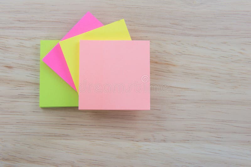 Color Paper Notes with Sticky Note on Wood Background Stock Image ...