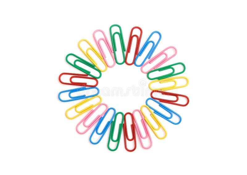 Color paperclips circle stock image. Image of paperclip - 13814803