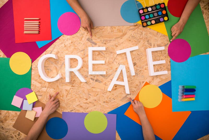 Color Papers Around Create Text Stock Image - Image of stationary ...