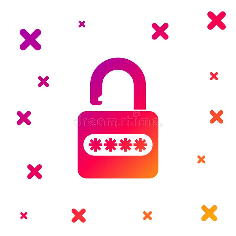 Color Password Protection and Safety Access Icon Isolated on White ...