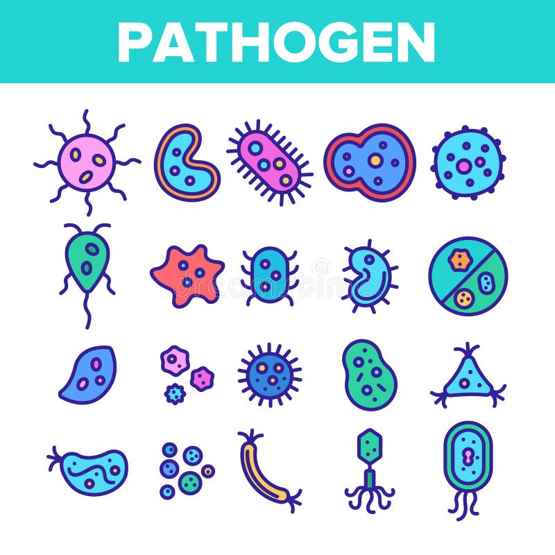 Pathogen Icons. Long Shadow Stock Vector - Illustration of illustration ...