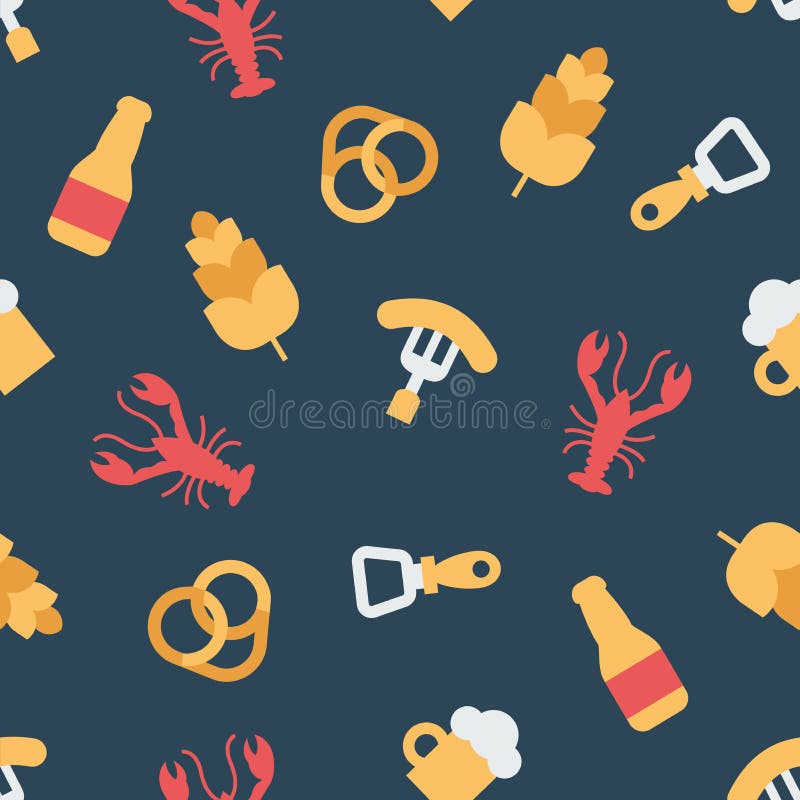 Color Pattern with Beer and Snacks Stock Vector - Illustration of ...
