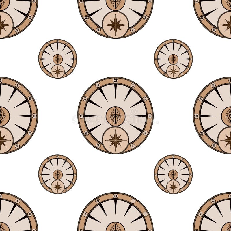 Retro Sundial. Pattern. High Quality. Stock Illustration - Illustration ...
