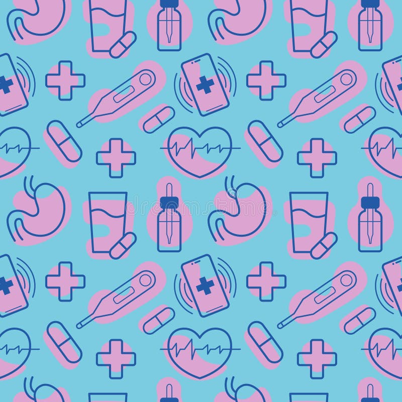Color Pattern with Medical Elements in Vector and Illustration Stock ...