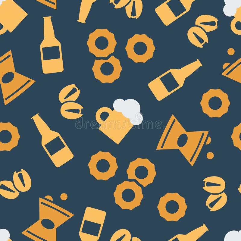 Color Pattern with Snacks and Beer Stock Vector - Illustration of ...