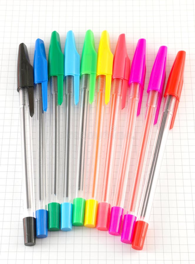 Color Pen on the Checked Paper Stock Image - Image of checked, back ...