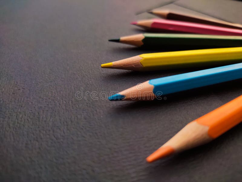 Color Pencil with Black Background Stock Photo - Image of color, wood ...