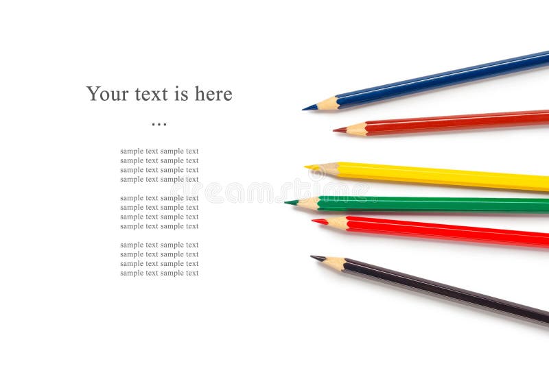 Color Pencil with Copy Space Isolated on White Stock Image - Image of ...