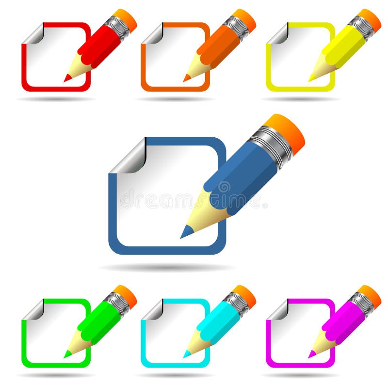 Color pencil and sticker stock vector. Illustration of bended - 13809831