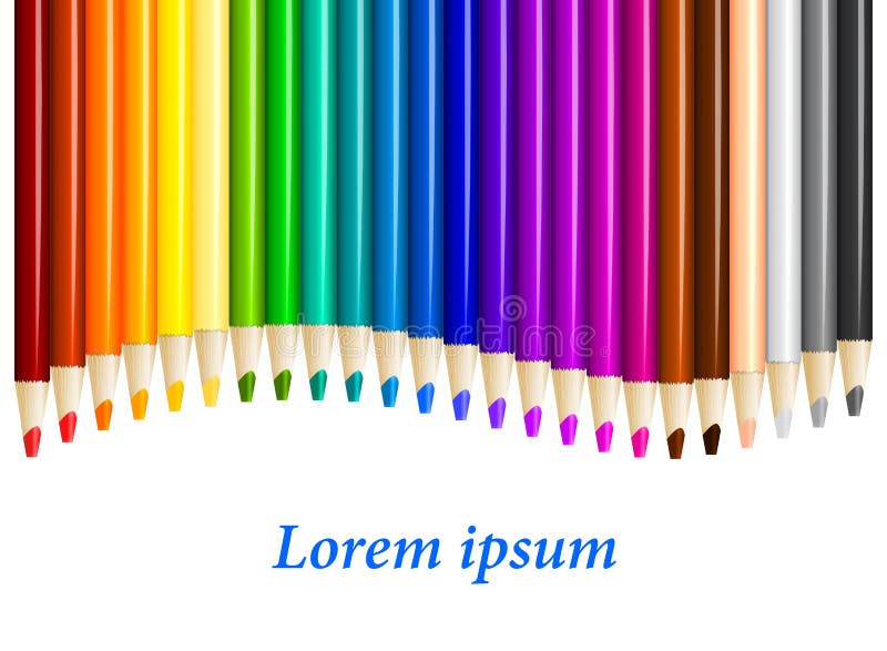 Color Pencils in Arrange in Color Row Stock Illustration - Illustration ...