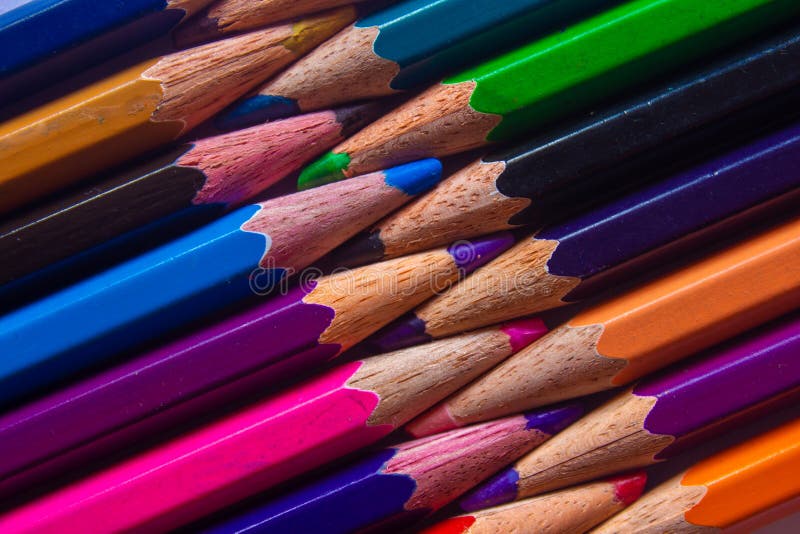 Color Pencils Arranged in a Creative Way. Student Art Supplies Stock ...