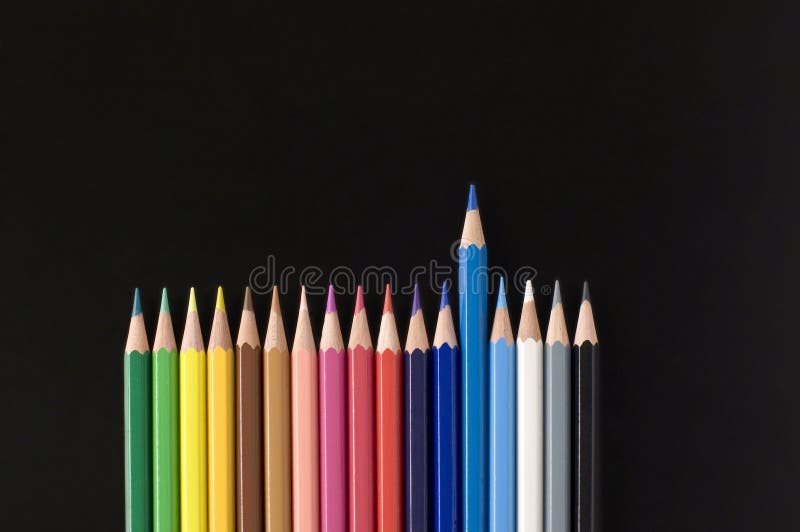 Color Pencils on Black Background Stock Image - Image of objects ...