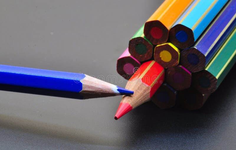 Color Pencils on Black Background, Representing the Concept of Thinking ...