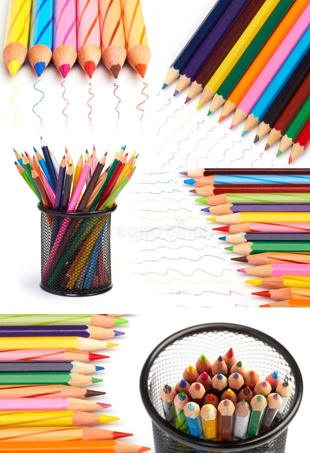 Color pencils collage stock photo. Image of drawing, colourful - 28102486