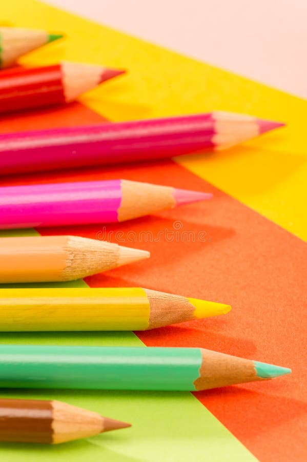 Color Pencils on Colorful Papers Close-up Stock Image - Image of ... Color Pencils on Colorful Papers Close-up Stock Image - Image of ...