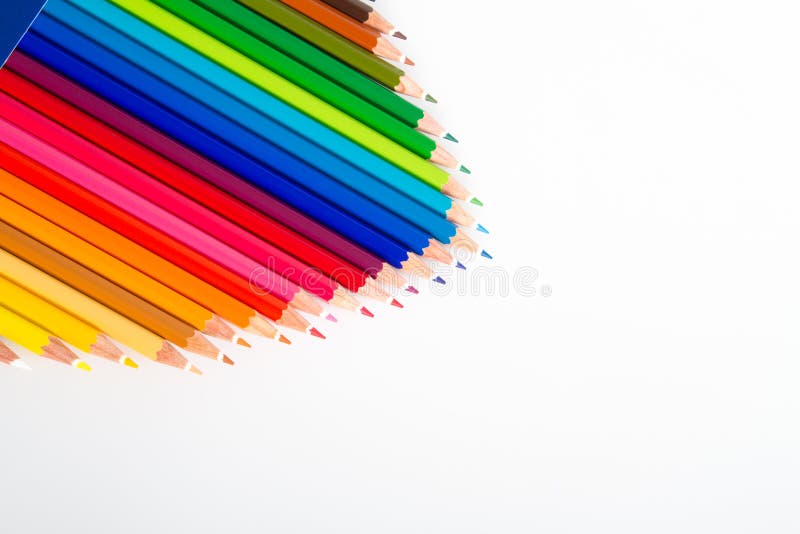 Color Pencils Crayons Isolated on White Background. Stock Photo - Image ...