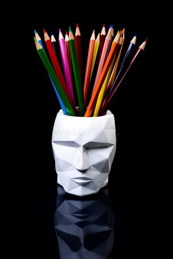 Color Pencils for the Drawing, Located in a Support As a Vase, Focus in ...