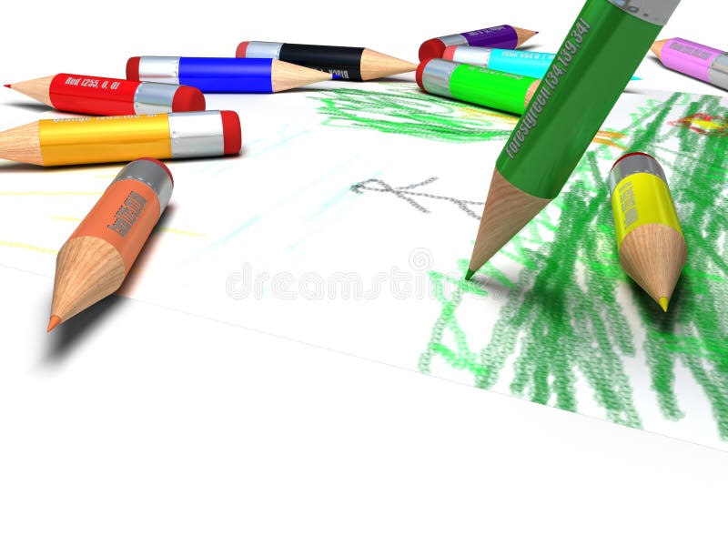 Color Pencils Drawing a Picture Stock Illustration - Illustration of ...