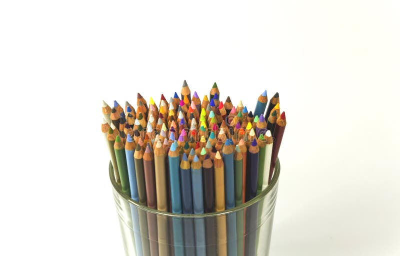 Color pencils in a glass stock photo. Image of pencil - 58375246