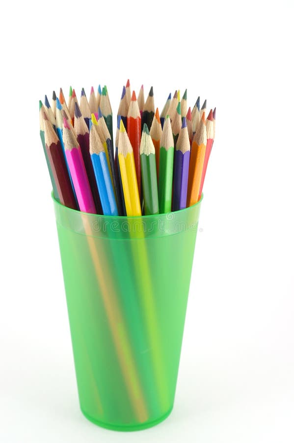 Color Pencils in the Green Prop Stock Image - Image of objects, office ...