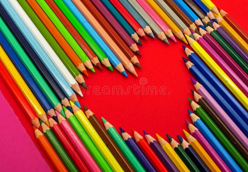 Color pencils, heart stock photo. Image of pointing, pastel - 26931936