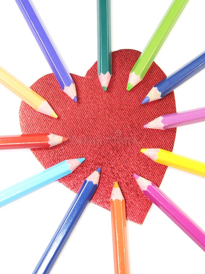 Color pencils heart stock photo. Image of container, element - 13338088