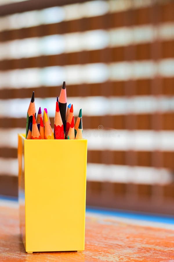 Color Pencils Inside Box on the Table Stock Photo - Image of bunch ...