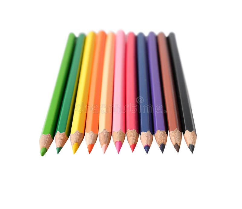 Color Pencils Isolated on White Background. Crayons Stock Image - Image ...