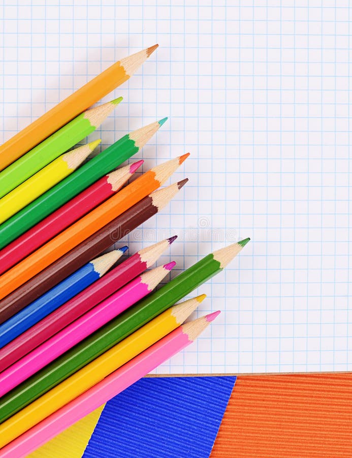 Color Pencils on Paper with Notebook Stock Image - Image of pencil ...