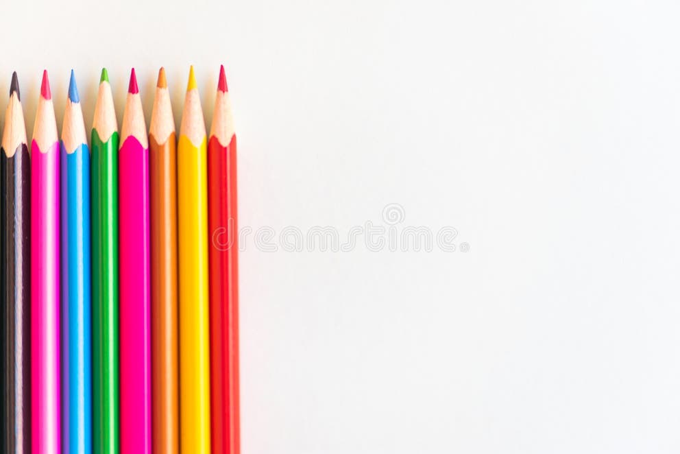 Color Pencils Vertically Aligned on White Background Stock Image ...