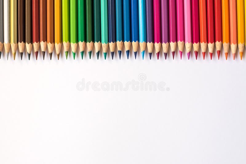 Color Pencils on White Background Stock Image - Image of ambitious ...