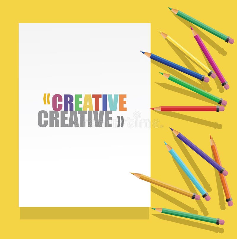 Color Pencils with White Paper and Text Stock Vector - Illustration of ...
