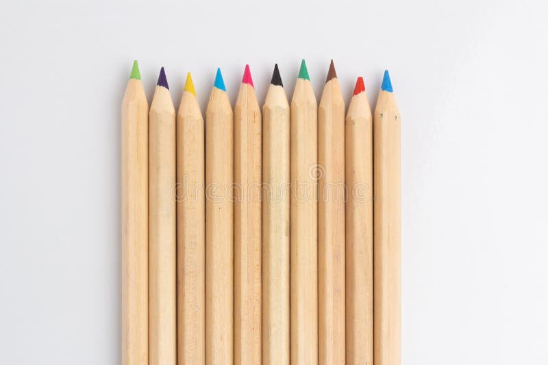 Color Pencils are on the White Table. Stock Photo - Image of ...