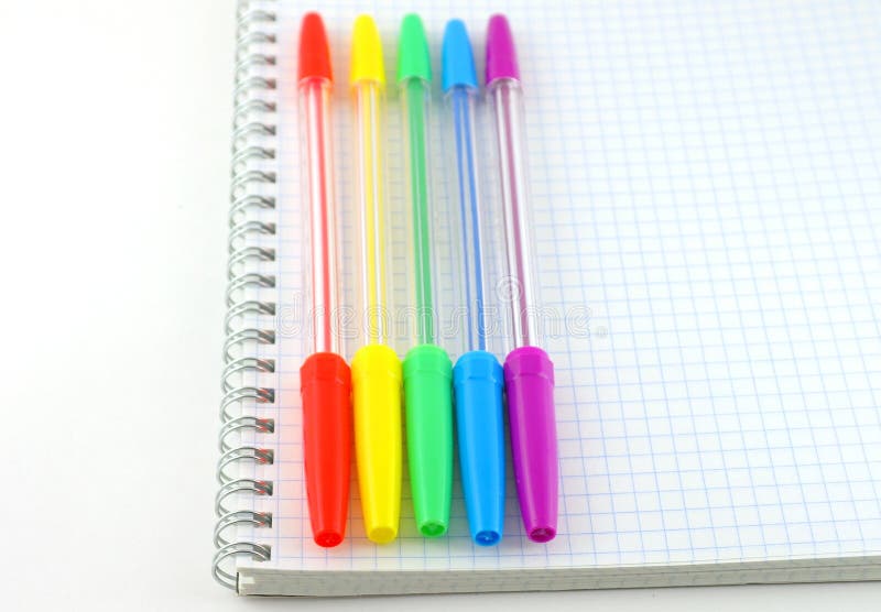 Color pens stock image. Image of page, education, notebook - 32030551