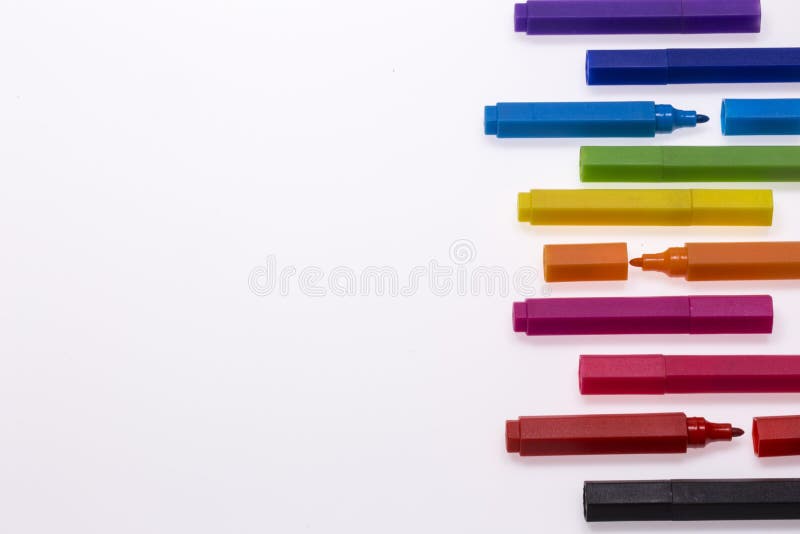 Color Pens on White Background Stock Photo - Image of education ...