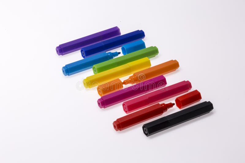 Color Pens on White Background Stock Photo - Image of education ...