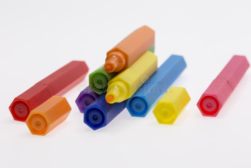 Color Pens on White Background Stock Photo - Image of education ...